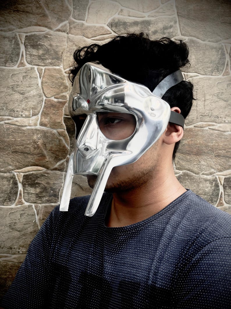 MF DOOM Mask: Hand-forged Steel Gladiator Mask With Gemstone - Etsy UK
