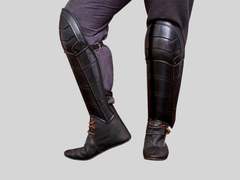 Medieval Blackened Steel Knight Leg Greaves, LARP Cosplay Armor - Etsy UK
