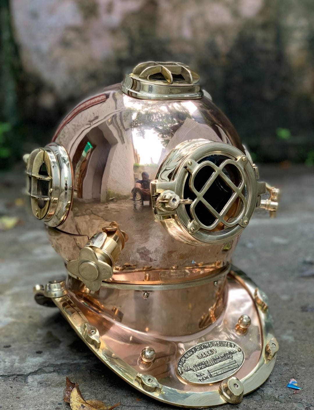 Copper & Brass Scuba Diving Helmet | US Navy Mark V Divers Helmet ...