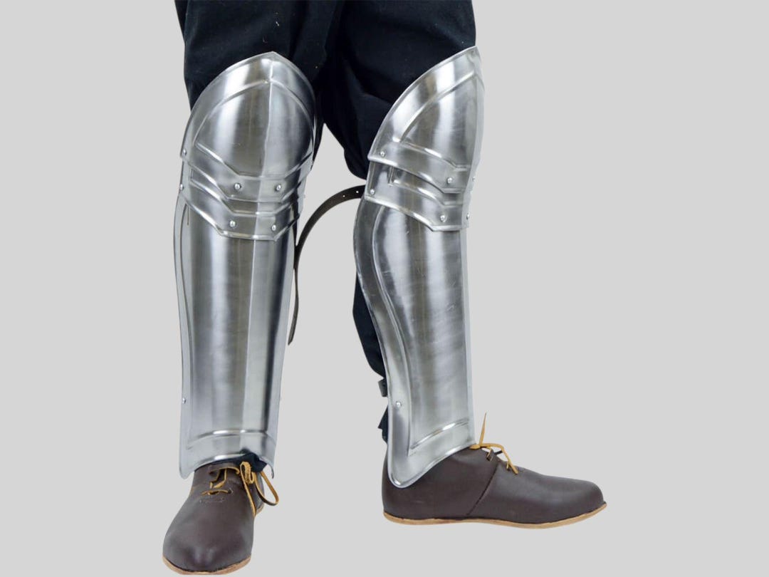 Medieval Polished Steel Knight Armor Pair of Leg Greaves Armor Cosplay ...