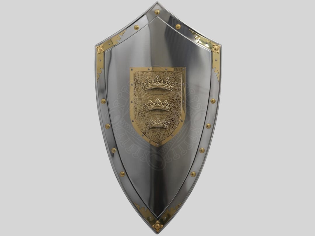 Medieval King Arthur Shield | Three-crowns Steel Knight Wall Decor ...