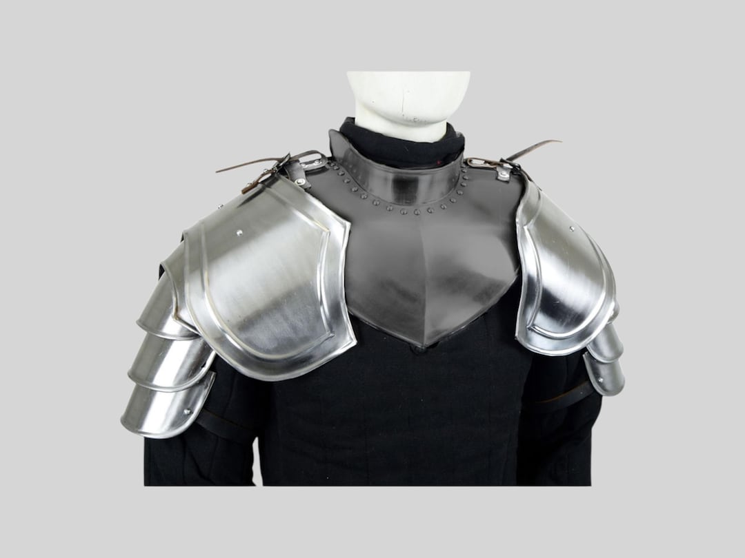 Medieval Steel Pauldron With Gorget Armor Set Larp Shoulder Armor ...