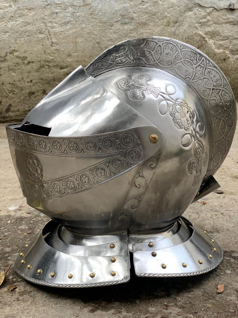 Medieval Close Knight Helmet Armet Helmet Ancient Close Knight Helmet ...