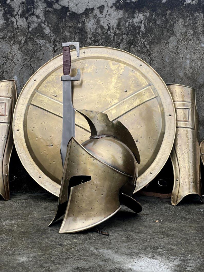 Medieval Halloween 300 Spartan Warrior Costume Helmet,shield,arm ...