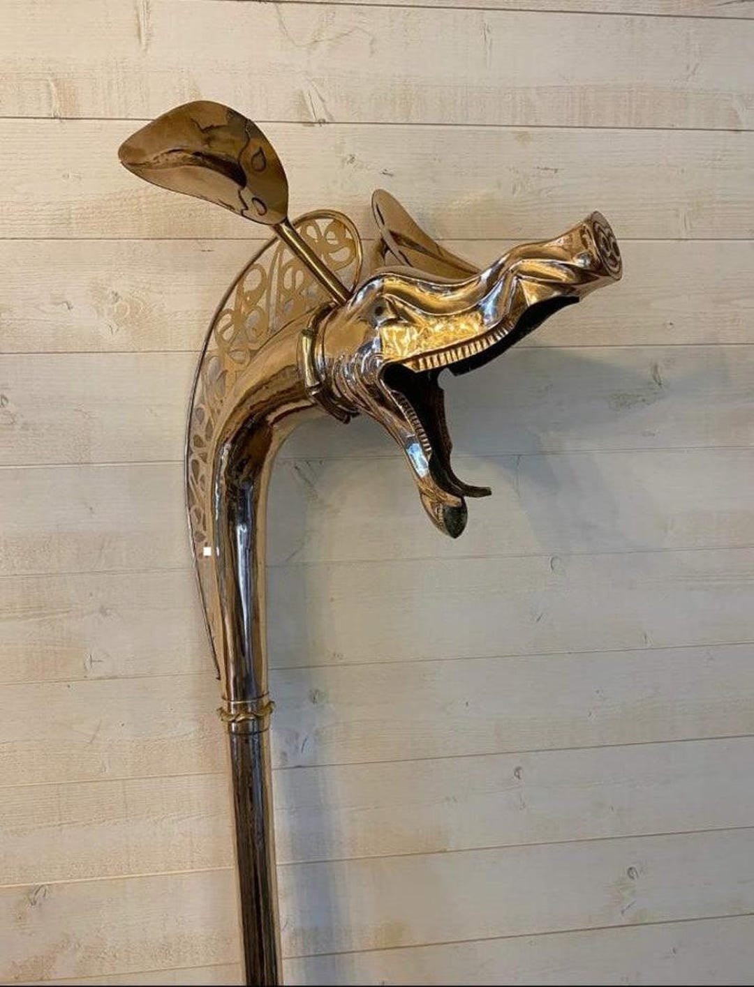 Full Brass Celtic Dragon Face Deskford Carnyx Fully Playable - Medieval ...