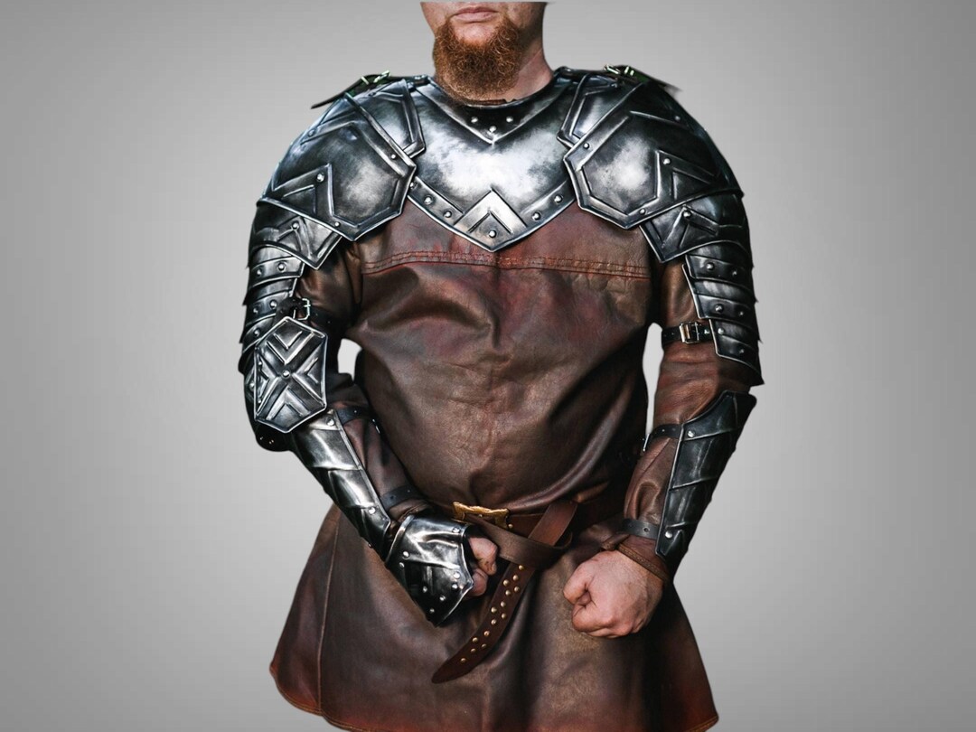 Fantasy Dwarven Style Blackened Set - LARP Shoulders&bracers-larp ...