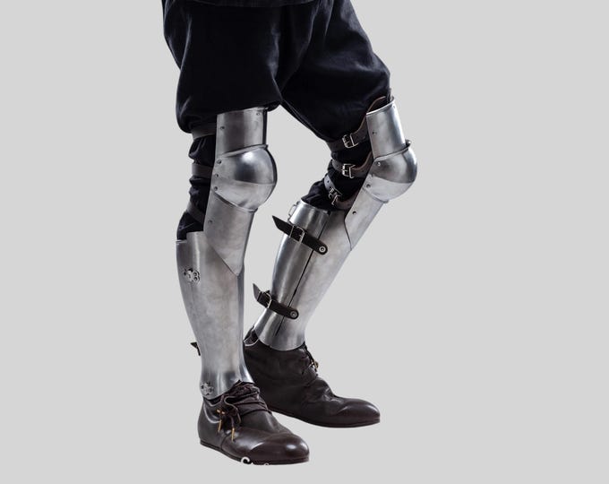 Medieval Knight Armor Leg Greaves With Knee Caps | Polished Steel ...