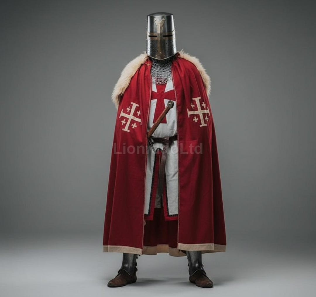 Medieval Knight Armor Templar Red Cross Costume Replica Chainmail Dress ...