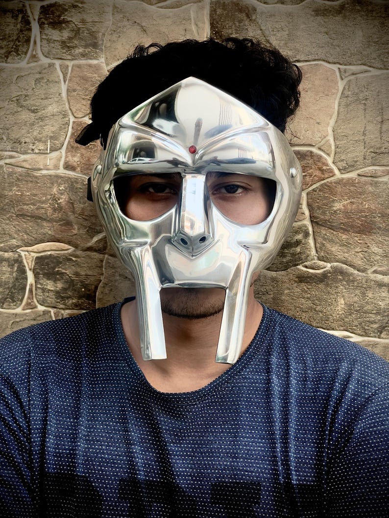 MF DOOM Mask: Hand-forged Steel Gladiator Mask With Gemstone - Etsy UK