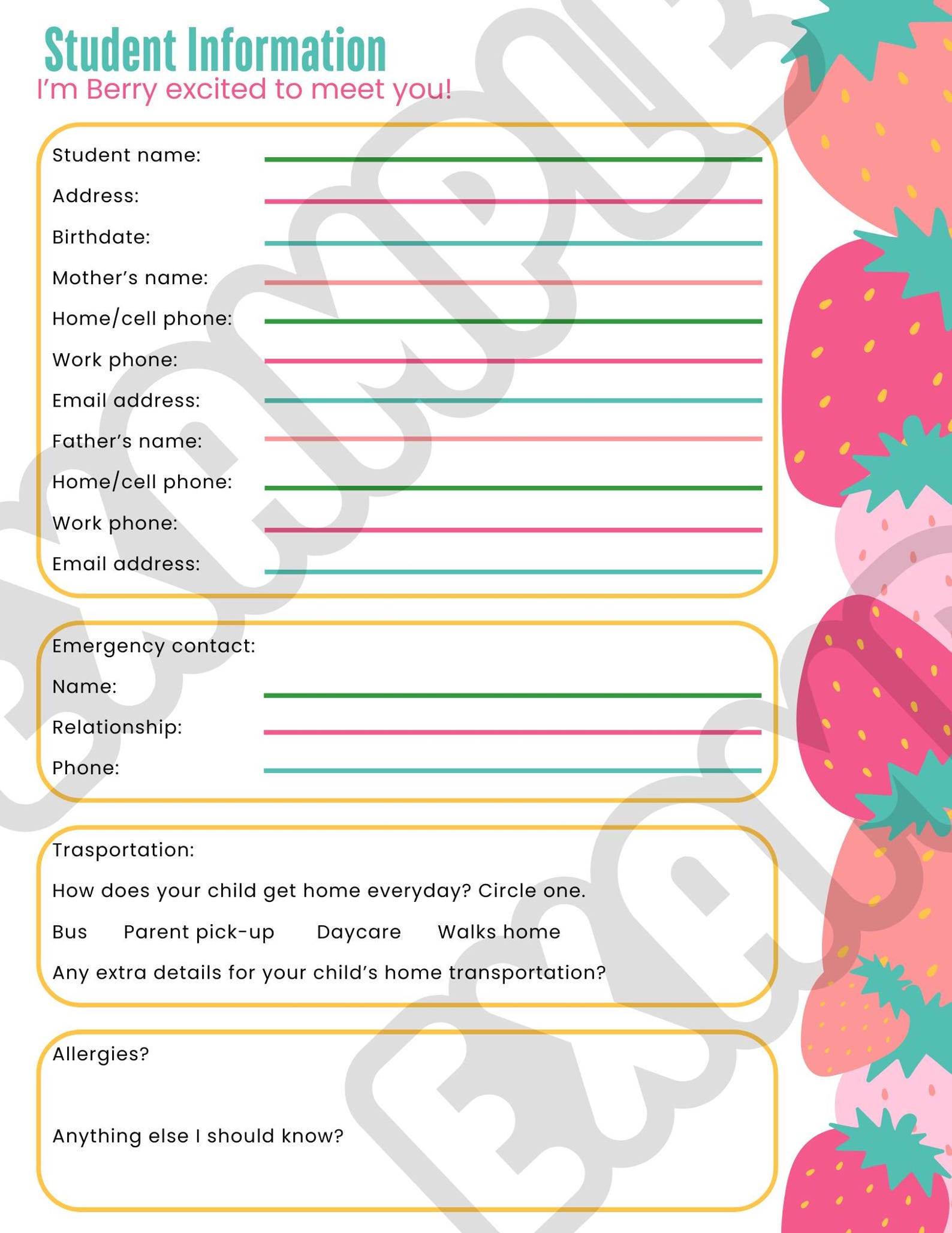 Strawberry Patch: Meet the Teacher Flyer - Etsy