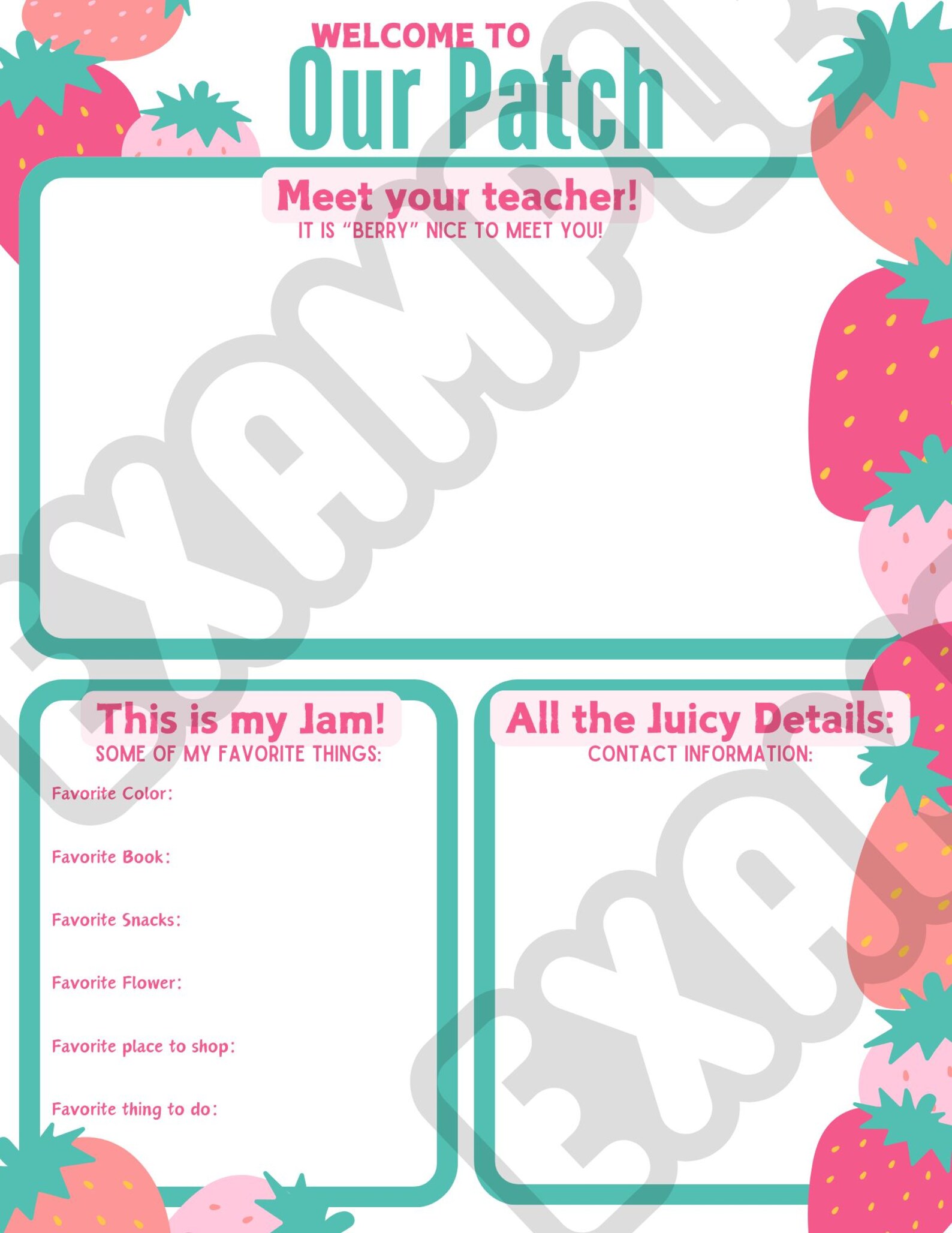Strawberry Patch: Meet the Teacher Flyer - Etsy