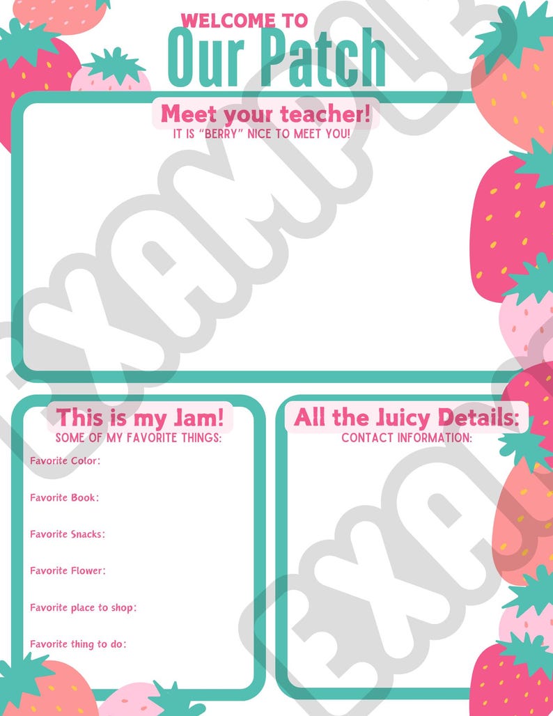 Strawberry Patch: Meet the Teacher Flyer - Etsy