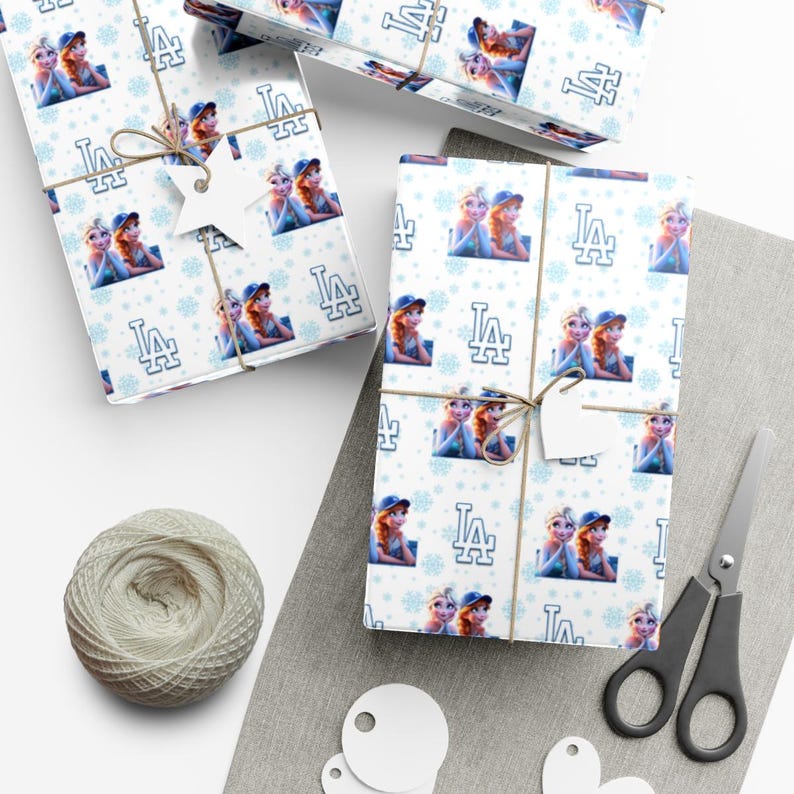 Dodgers Frozen Elsa Wrapping Paper, Holiday Gift Wrap, Elegant Blue ...