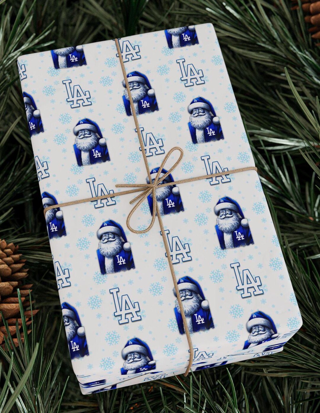 Dodgers Wrapping Paper, Holiday Gift Wrap, Elegant Blue Christmas Wrap ...