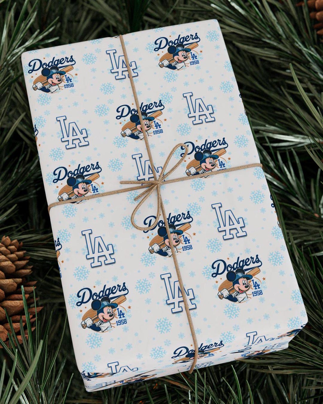 Dodgers Mickey Mouse Wrapping Paper, Holiday Gift Wrap, Disney ...