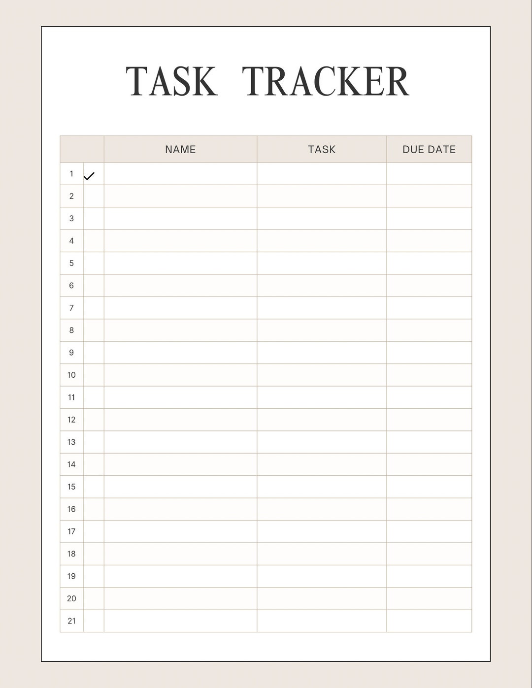 Task Tracker Checklist to Organize All Your Tasks DIGITAL DOWNLOAD ...