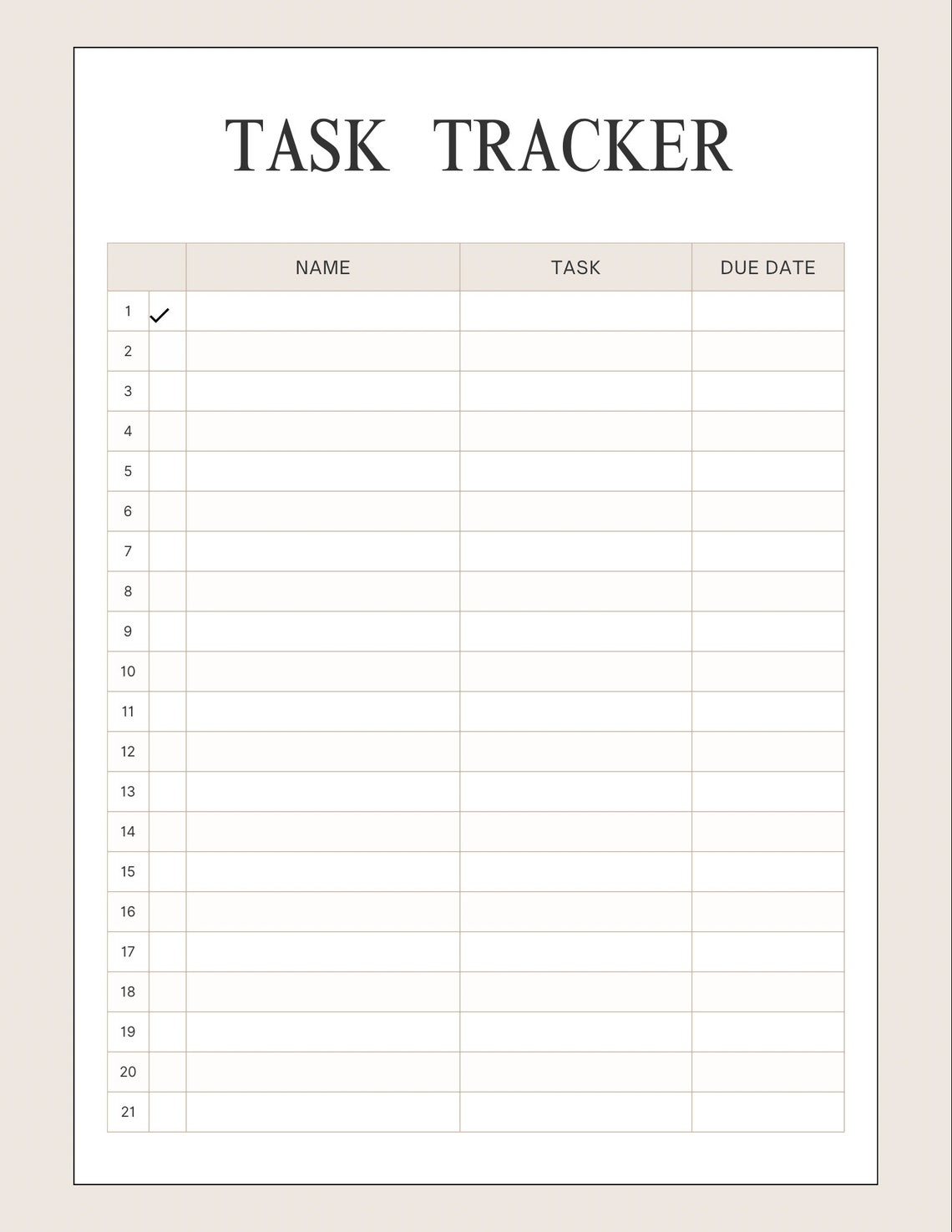 Task Tracker Checklist to Organize All Your Tasks DIGITAL DOWNLOAD ...