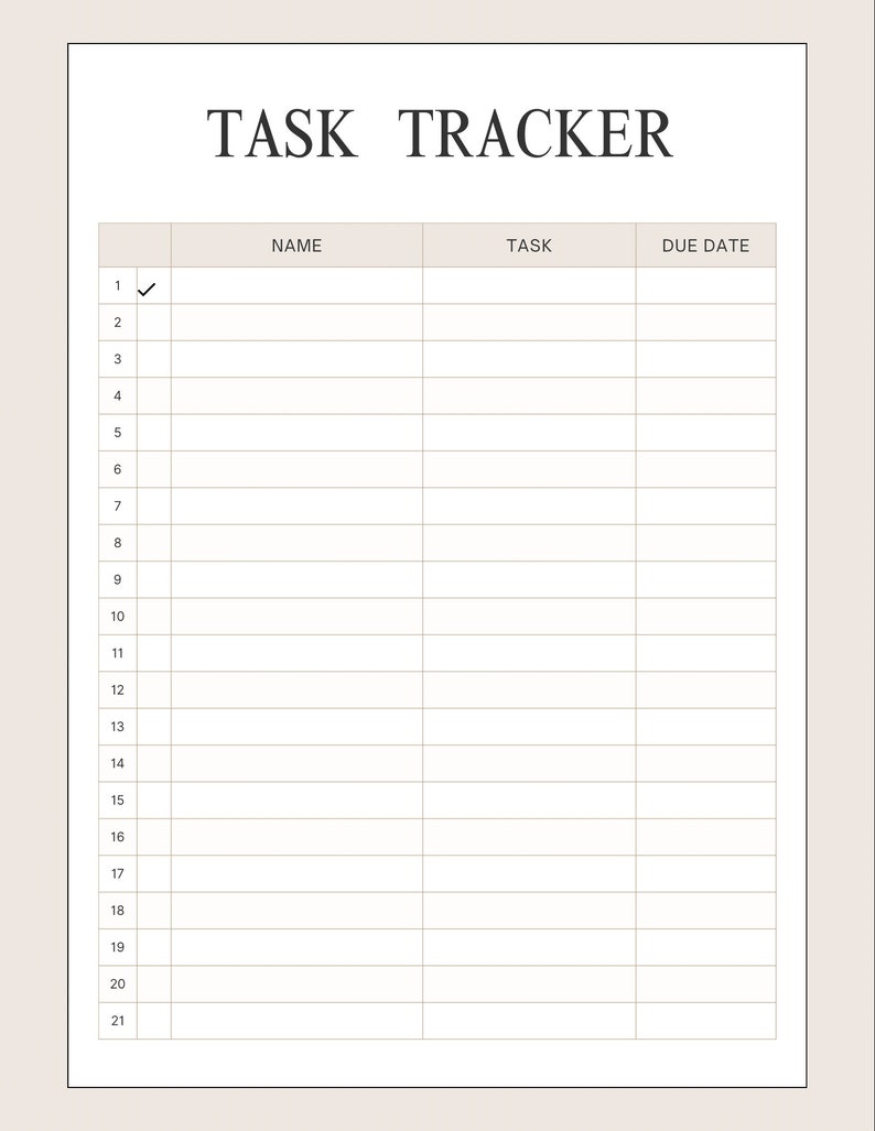 Task Tracker Checklist to Organize All Your Tasks DIGITAL DOWNLOAD ...