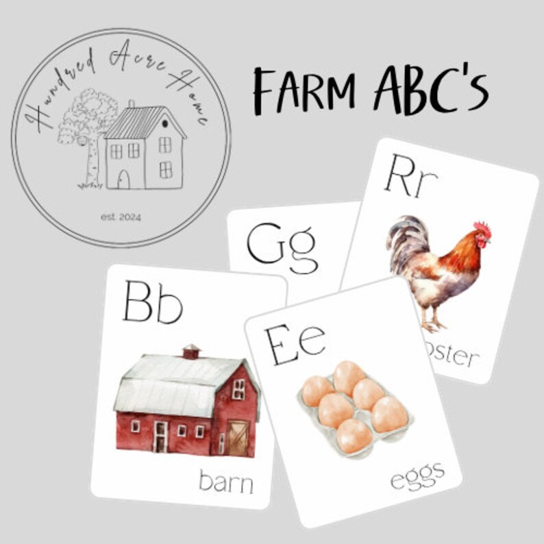 Farm Alphabet Flashcards - Etsy