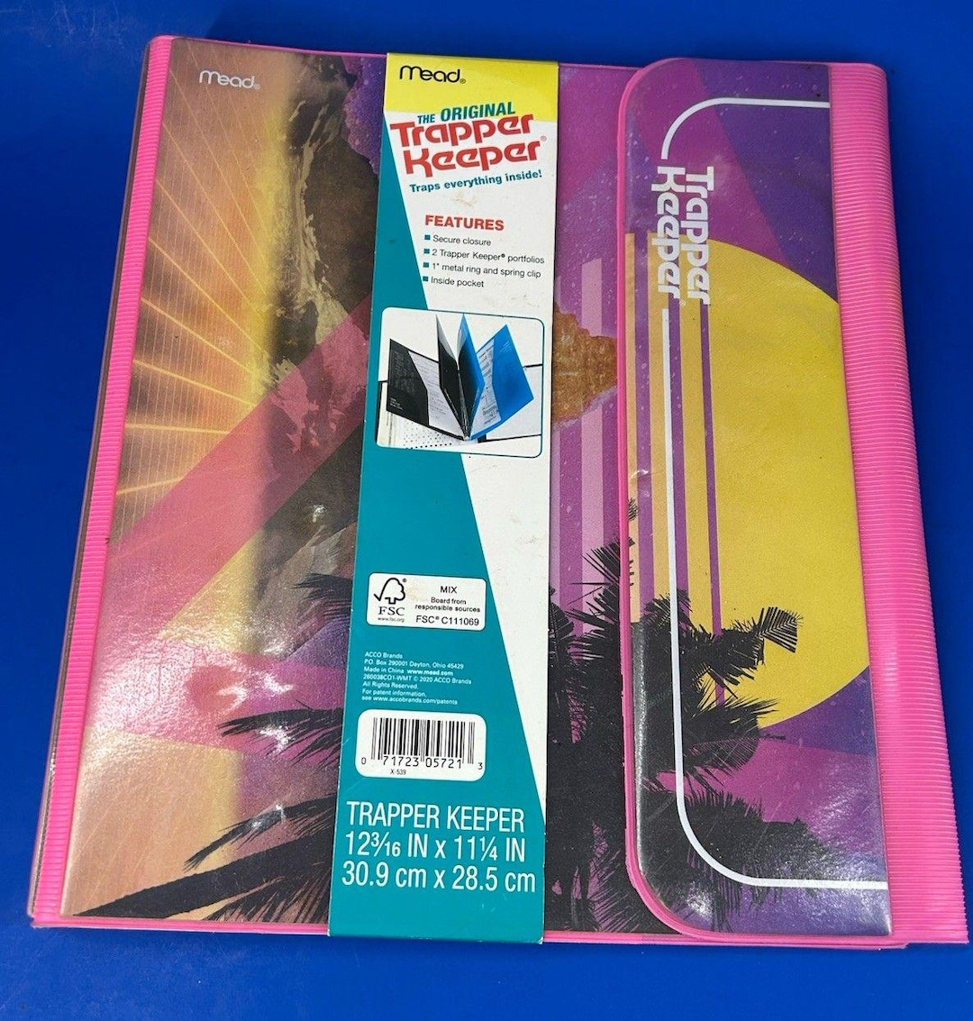 Mead Trapper Keeper Binder Vintage Inspired - Retro Neon Sunset Design ...