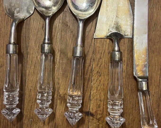 Godinger Shannon Crystal 5 Piece Crystal Handled Utensil Serving Set - Etsy