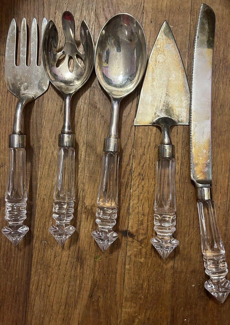 Godinger Shannon Crystal 5 Piece Crystal Handled Utensil Serving Set - Etsy