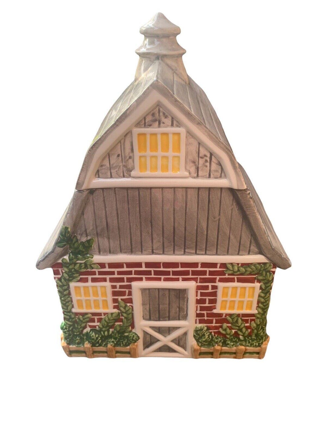 Vintage 1998 Cracker Barrel Cookie Jar ~ BRICK COTTAGE ~ 10" Tall - Etsy