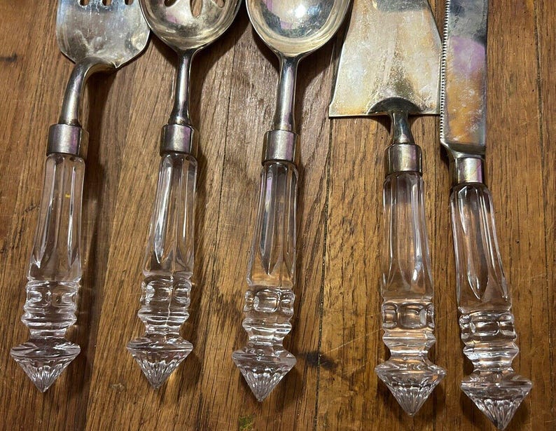 Godinger Shannon Crystal 5 Piece Crystal Handled Utensil Serving Set - Etsy