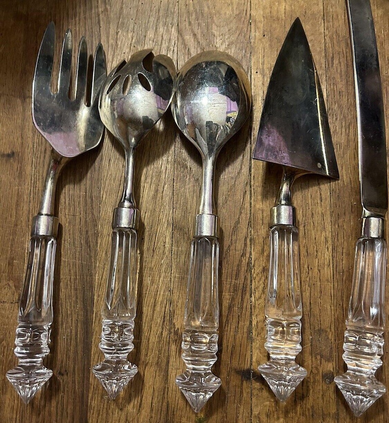 Godinger Shannon Crystal 5 Piece Crystal Handled Utensil Serving Set - Etsy