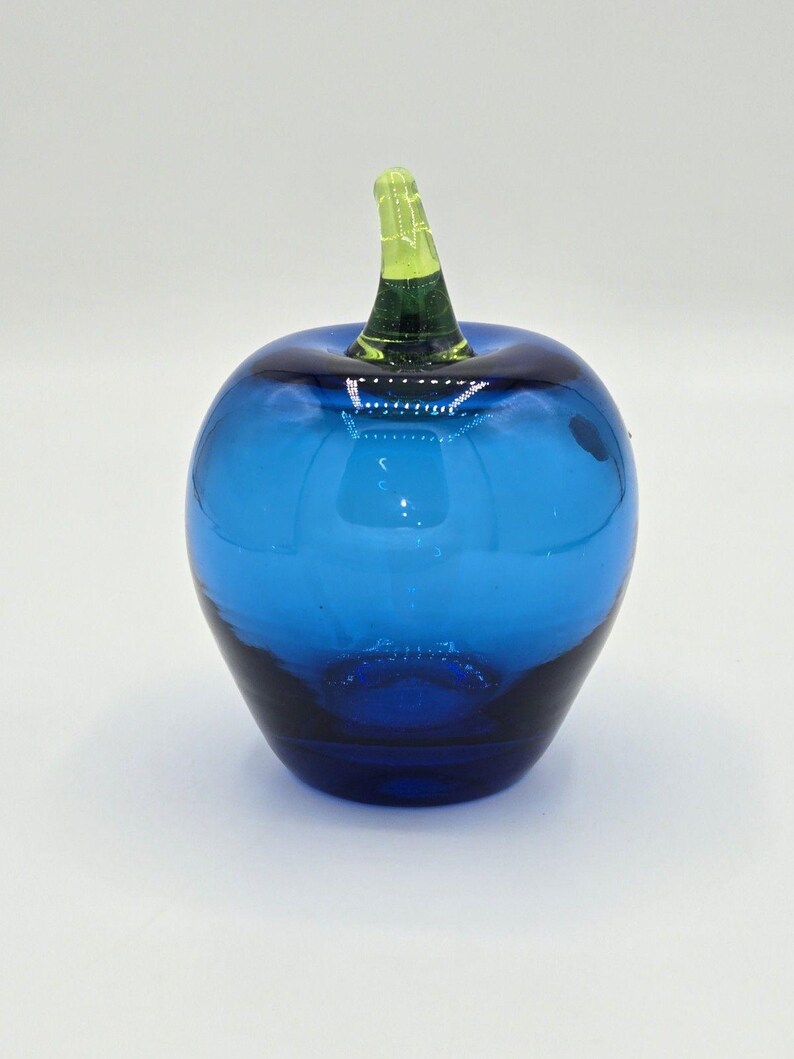 Rainbow Viking Glass Art Glass Deep Blue Apple Green Stem Sculpture - Etsy