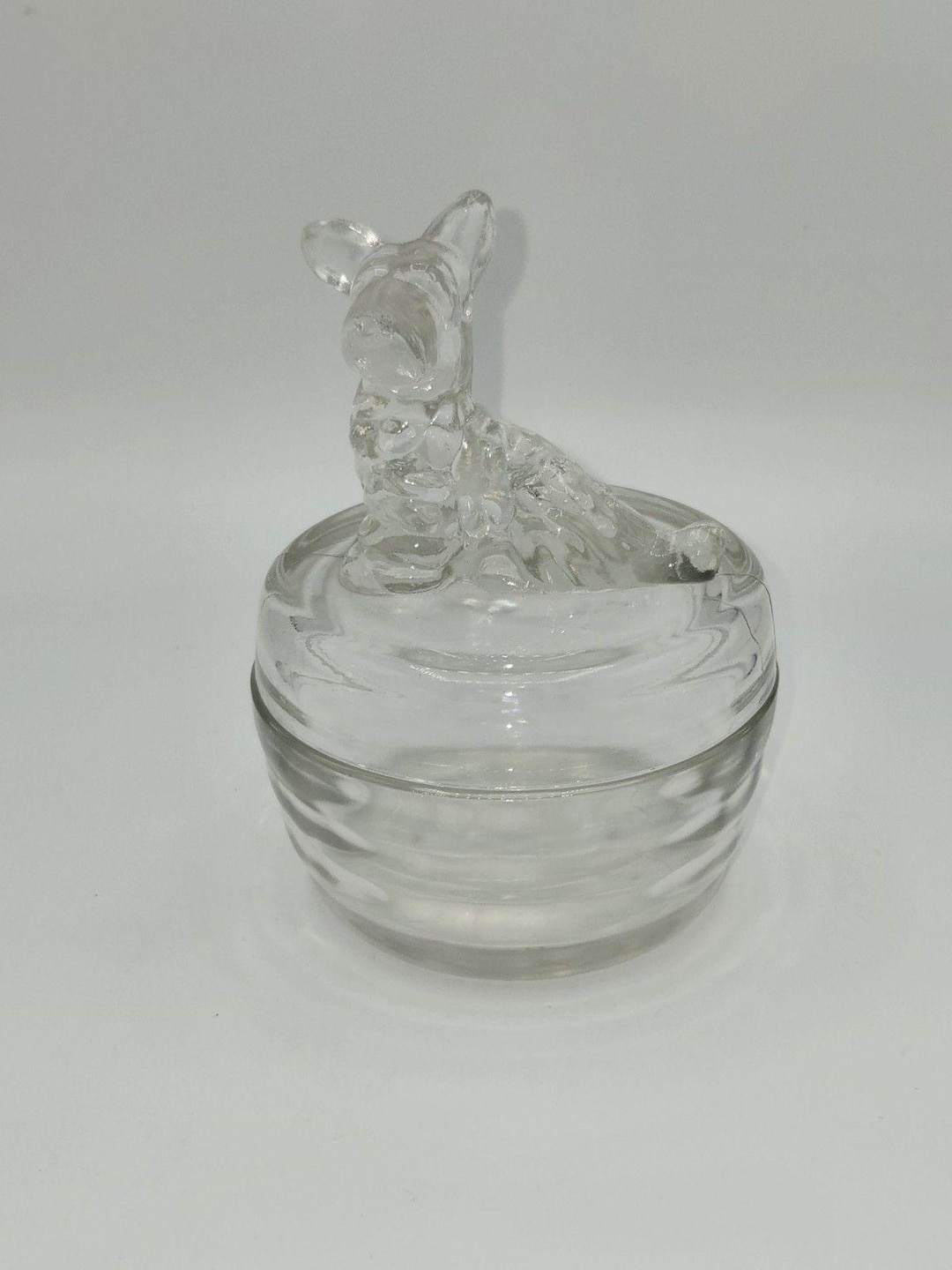 Jeanette Glass Vintage Clear Glass Scottie Dog Round Powder Puff Dish ...
