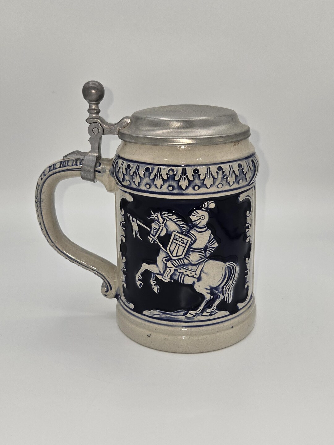 Gerzit Gerz Beer Stein Medieval Knight 92% Pewter Zinn Lin West Germany ...