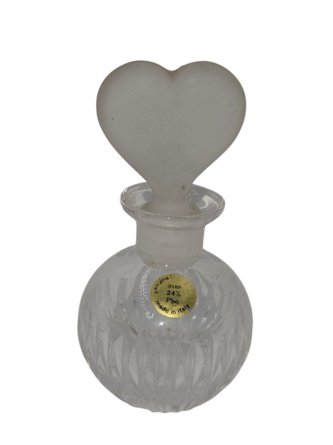 Soffiato A Bocca Lead Crystal Perfume Bottle Italy Frosted Heart ...
