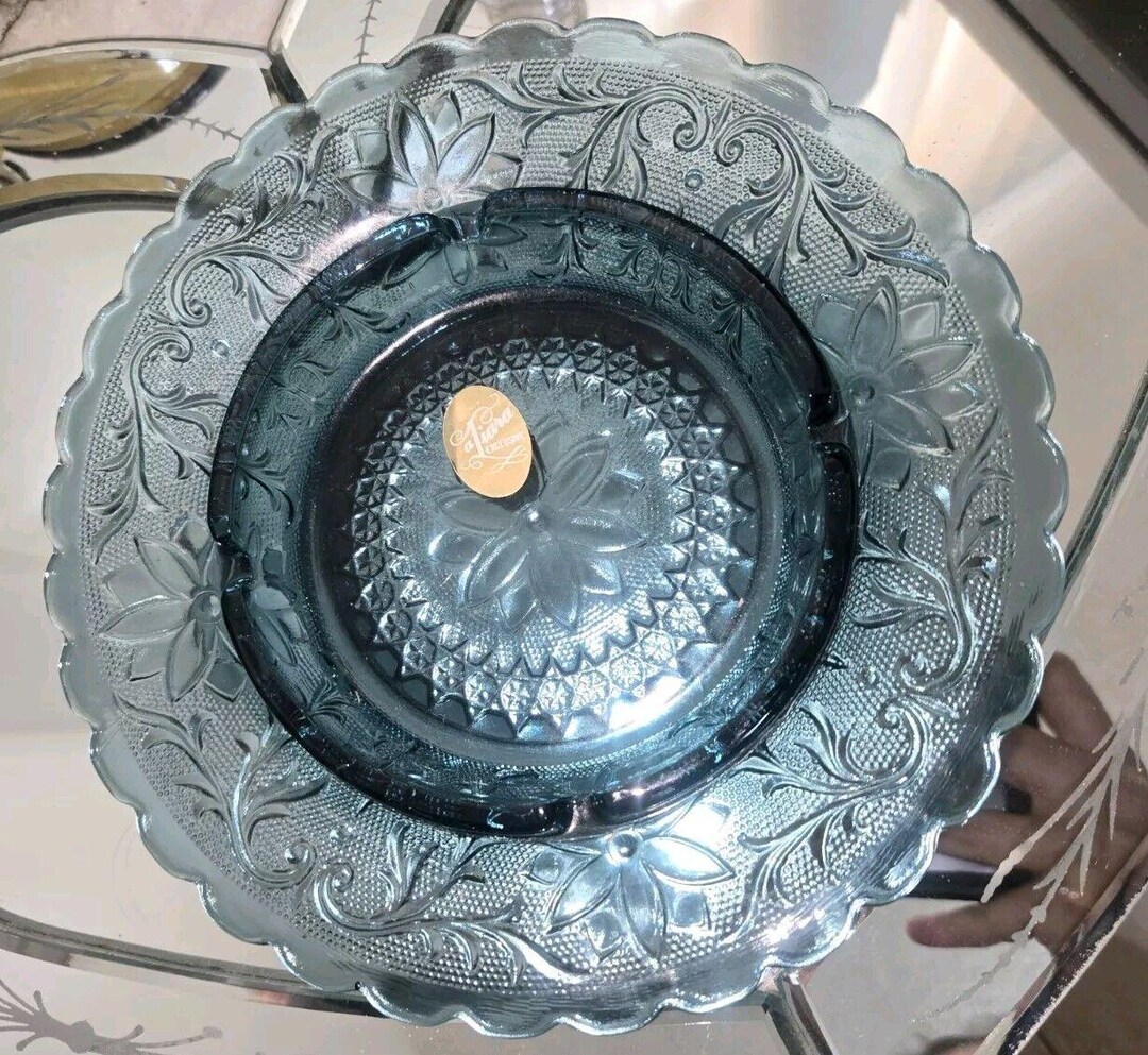 Tiara Glass Bicentennial Teal Blue Ashtray Set of 2 - Etsy