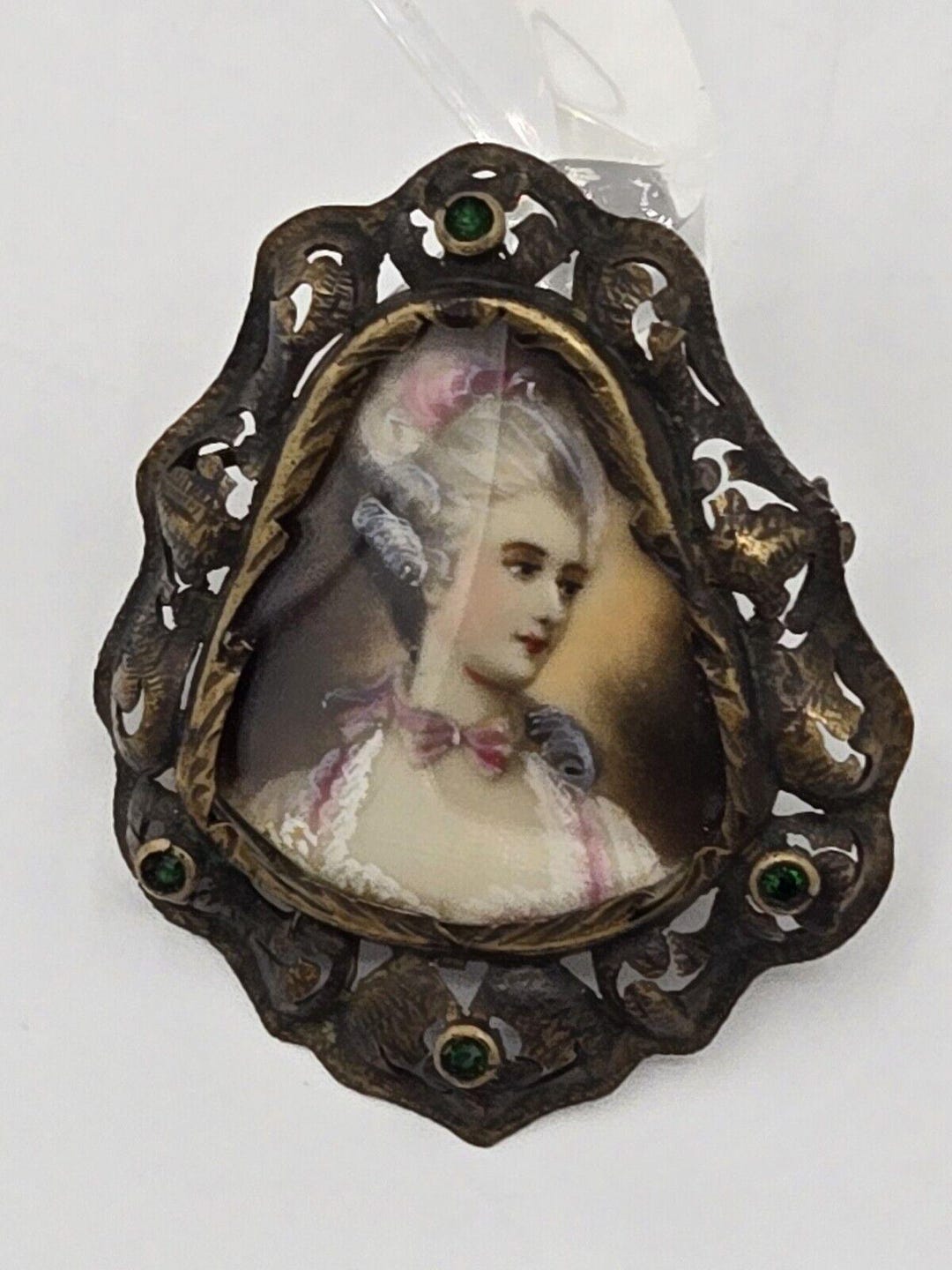 Antique French Victorian Rococo Revival Glass Portrait Brooch - Etsy
