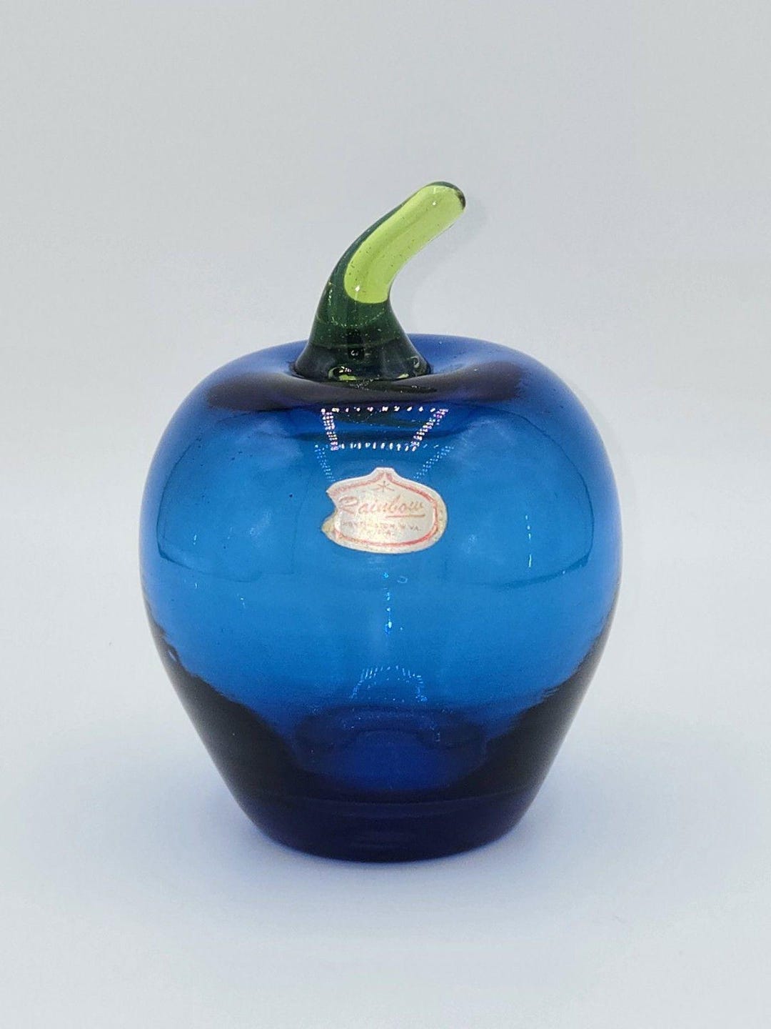 Rainbow Viking Glass Art Glass Deep Blue Apple Green Stem Sculpture - Etsy