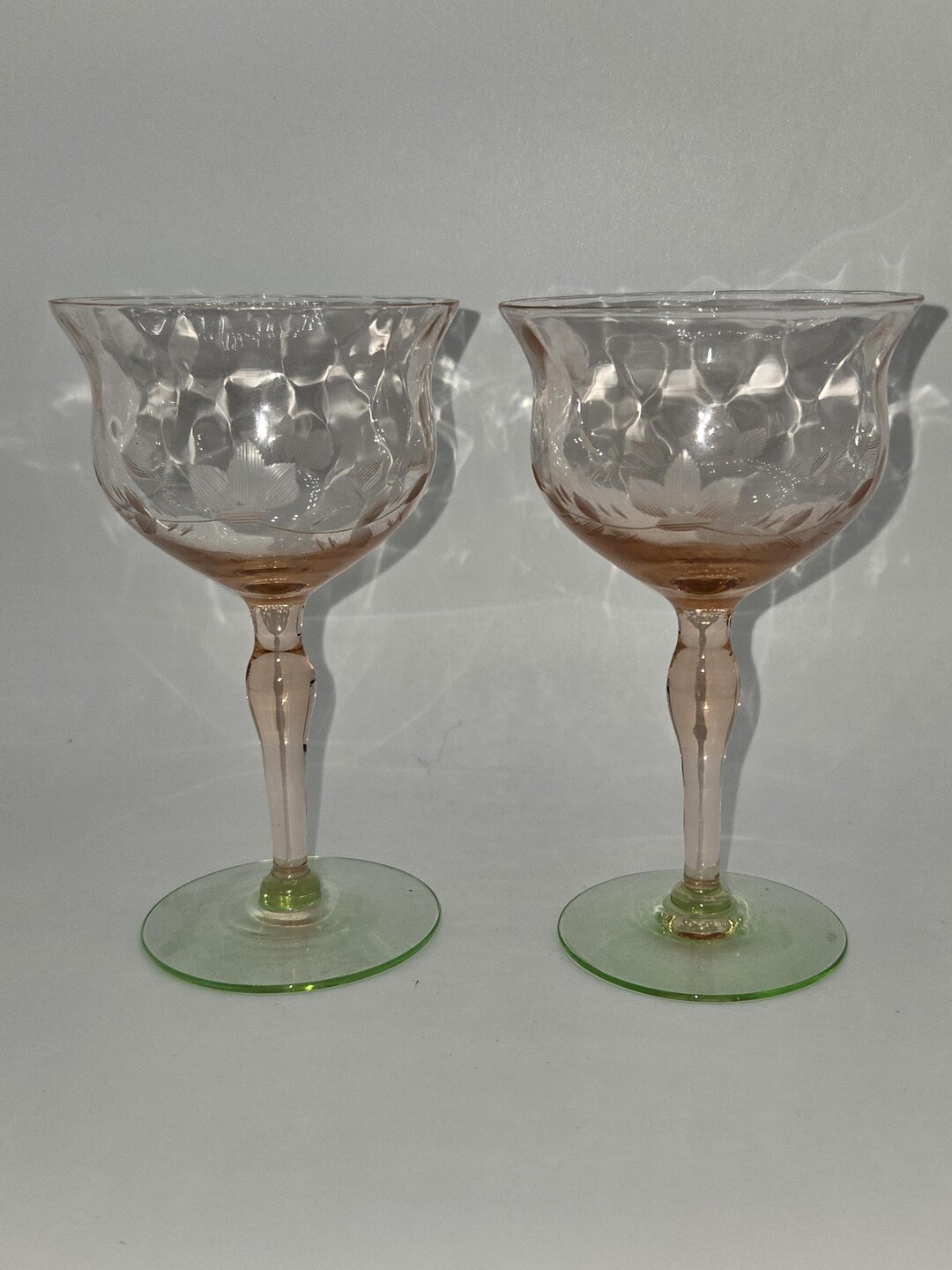 Uranium Watermelon Glass Champagne Sherbet by Weston Set of 2 - Etsy