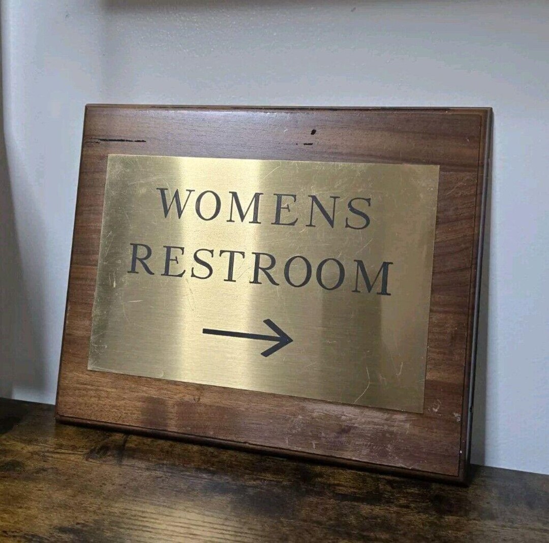 Wood & Brass Vintage Women's Bathroom Sign 12x10 - Etsy