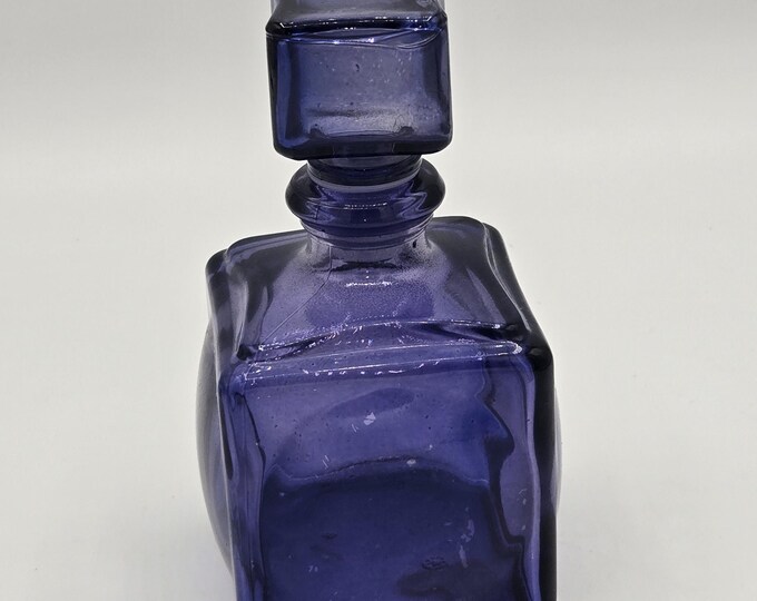 Perfume Bottle Empty Made in Spain Blue Square Bottle - Etsy