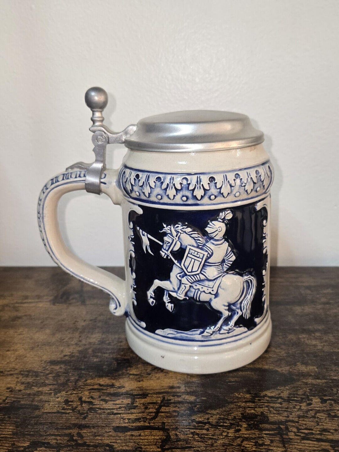 Gerzit Gerz Beer Stein Medieval Knight 92% Pewter Zinn Lin West Germany ...