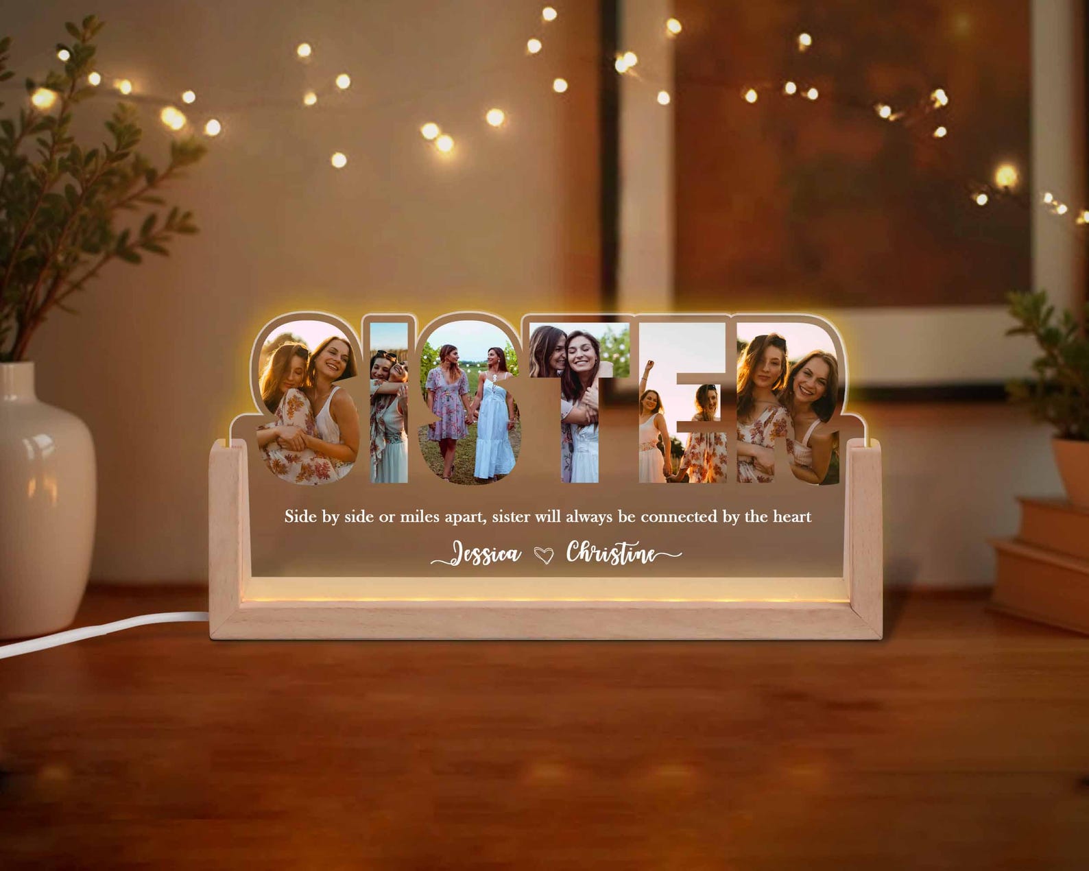 Personalized Sister Photos Collage Night Light, Soul Sister Gift ...