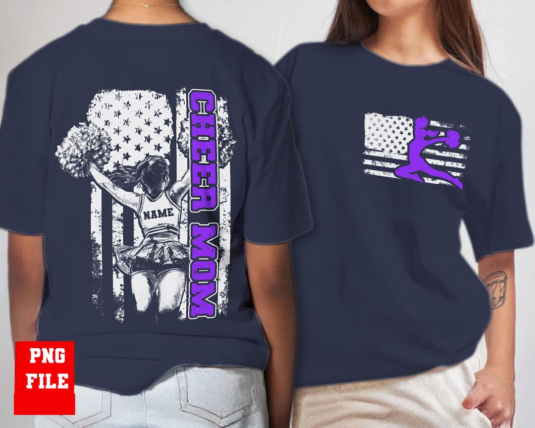 Customized Cheer Mom American Flag PNG, Custom Cheerleading Png ...