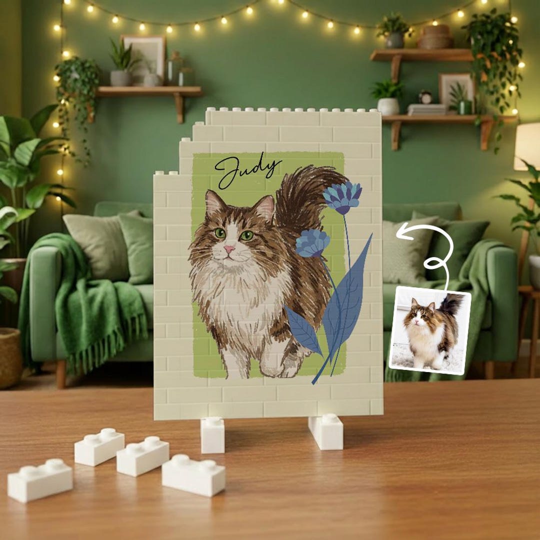 Custom Pet Portrait Building Blocks From Photo, Pet Photo Building ...