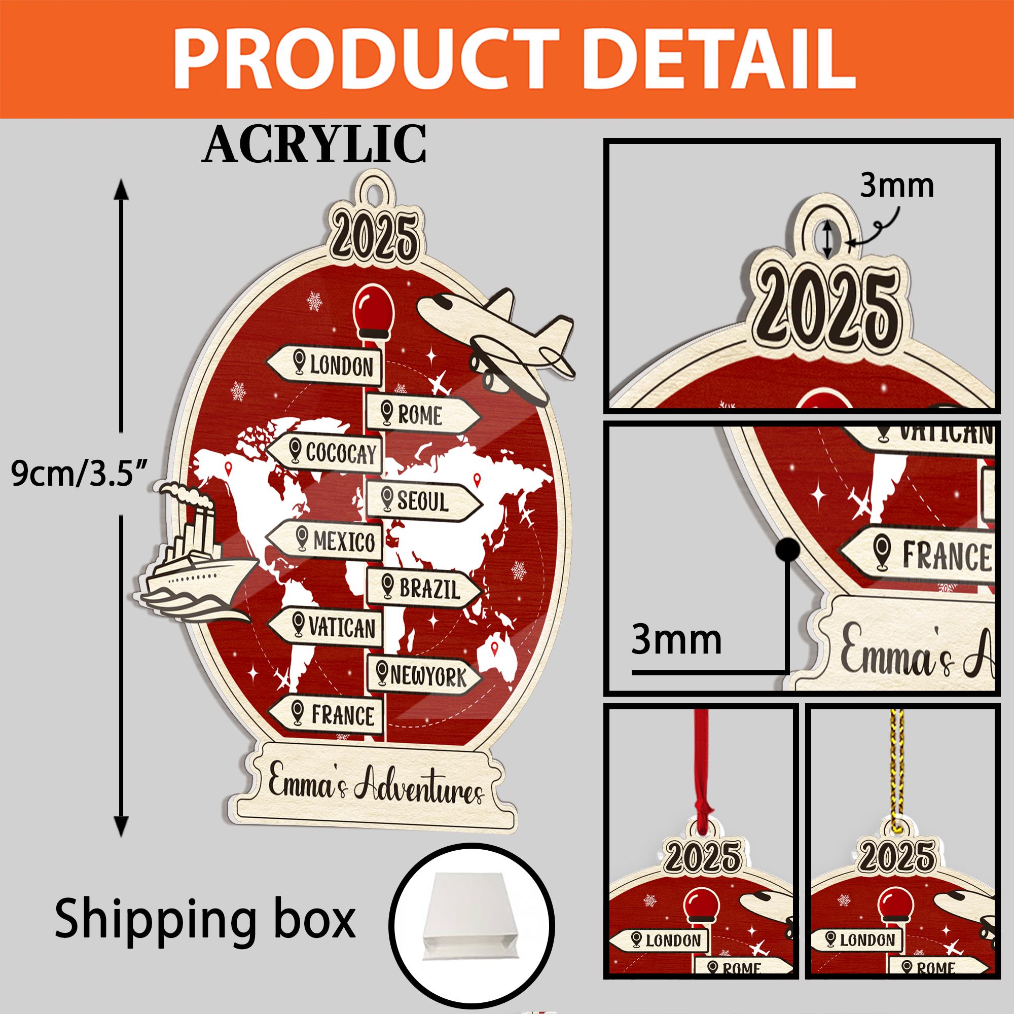 Customized Traveling Destination Ornament, Personalized Travel ...