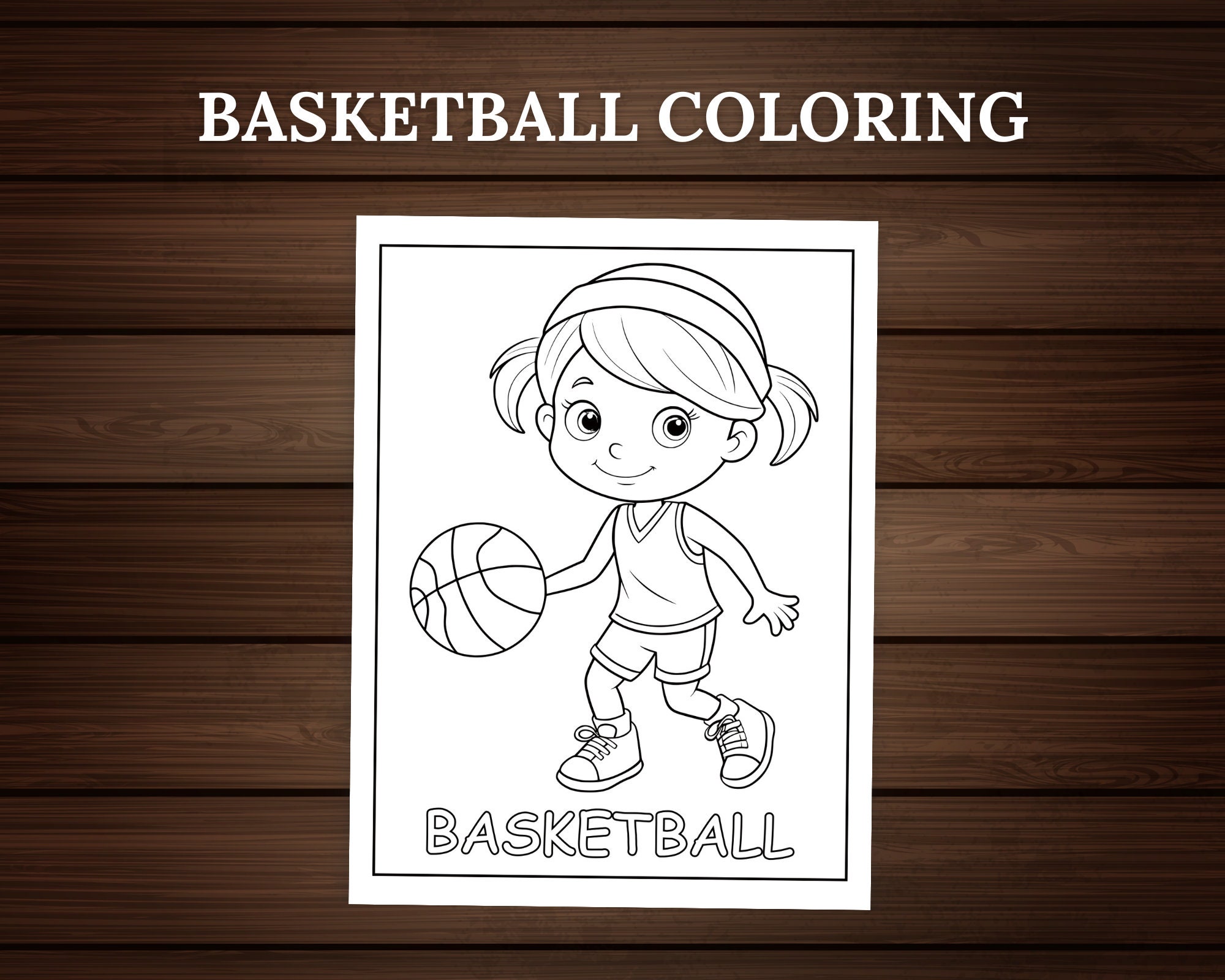 Basketball Coloring, Digital Coloring Book, Sports Coloring Worksheet ...