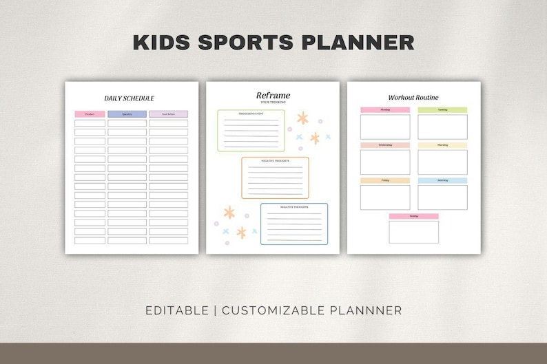 Kids Sports Planner | Editable Canva Template | Printable Sports ...
