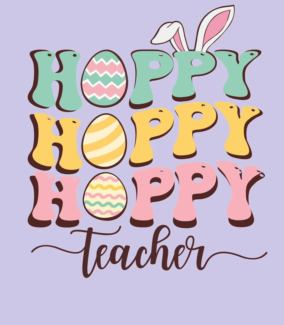 Hoppy Teacher Svg, Teacher Easter Bunny Svg, Leopard Bunny Svg Retro ...