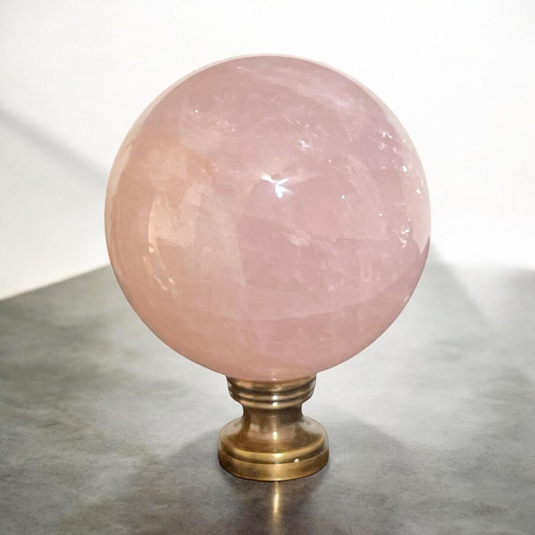 Large Pink Quartz Lamp Finial 2" Marble Choice of Antique or Bright ...
