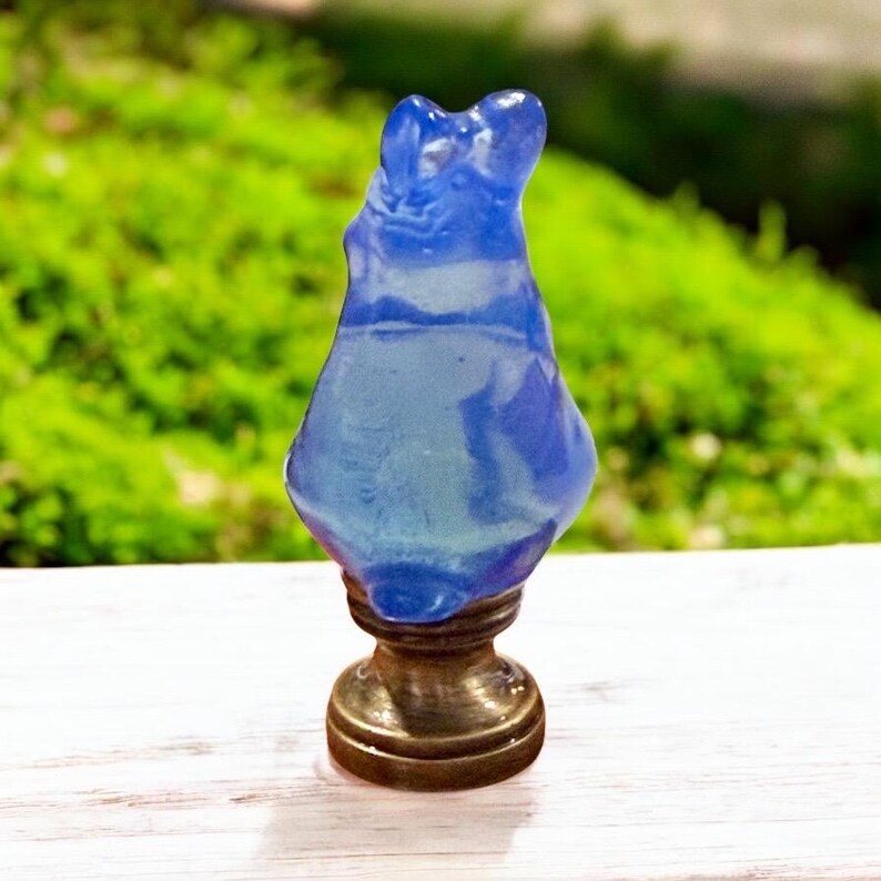 Blue Opaline Bunny Rabbit Lamp Finial - Antique Brass Farmhouse Decor ...