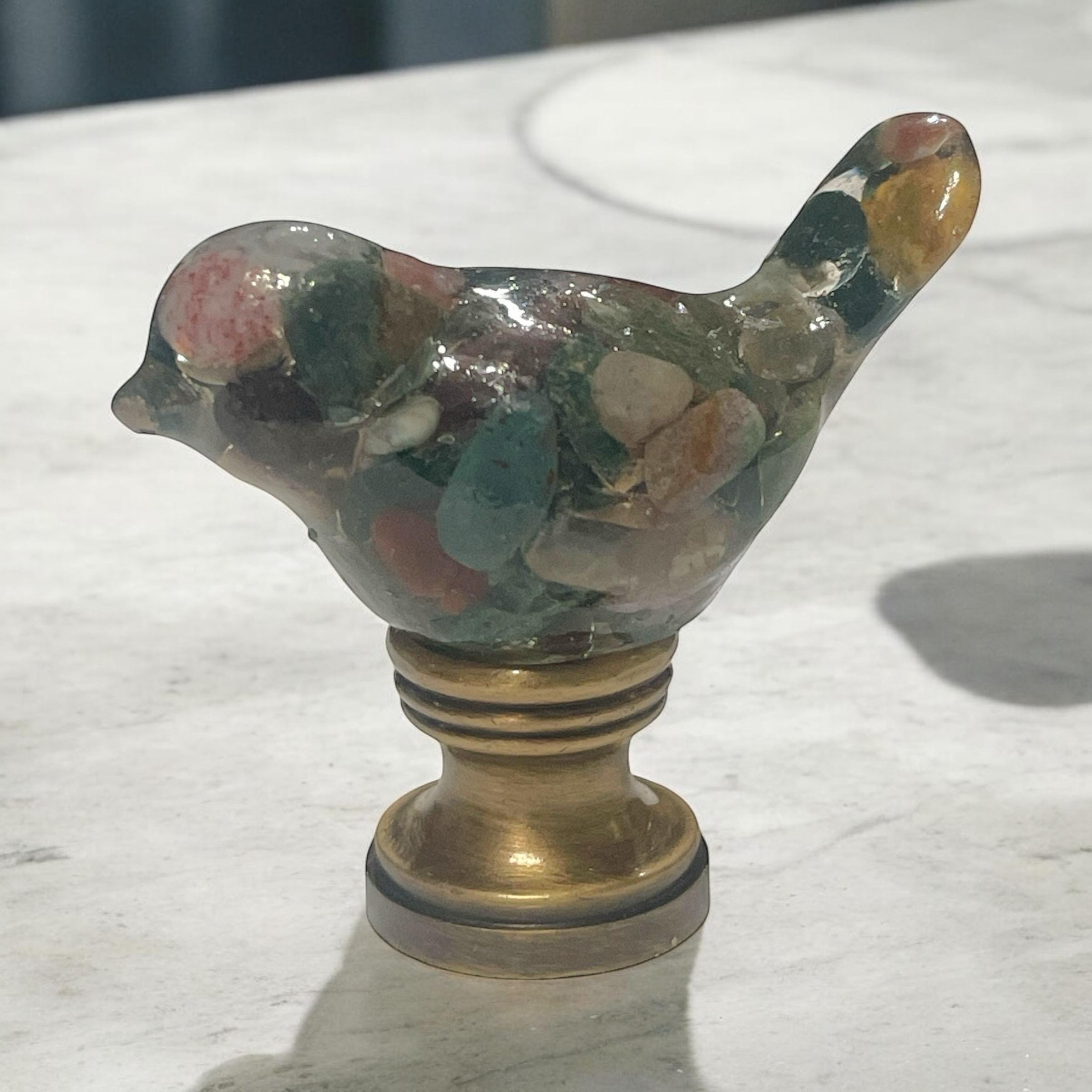 Colorful Faux Gemstone Bird Lamp Finial Antique Brass Base - Etsy